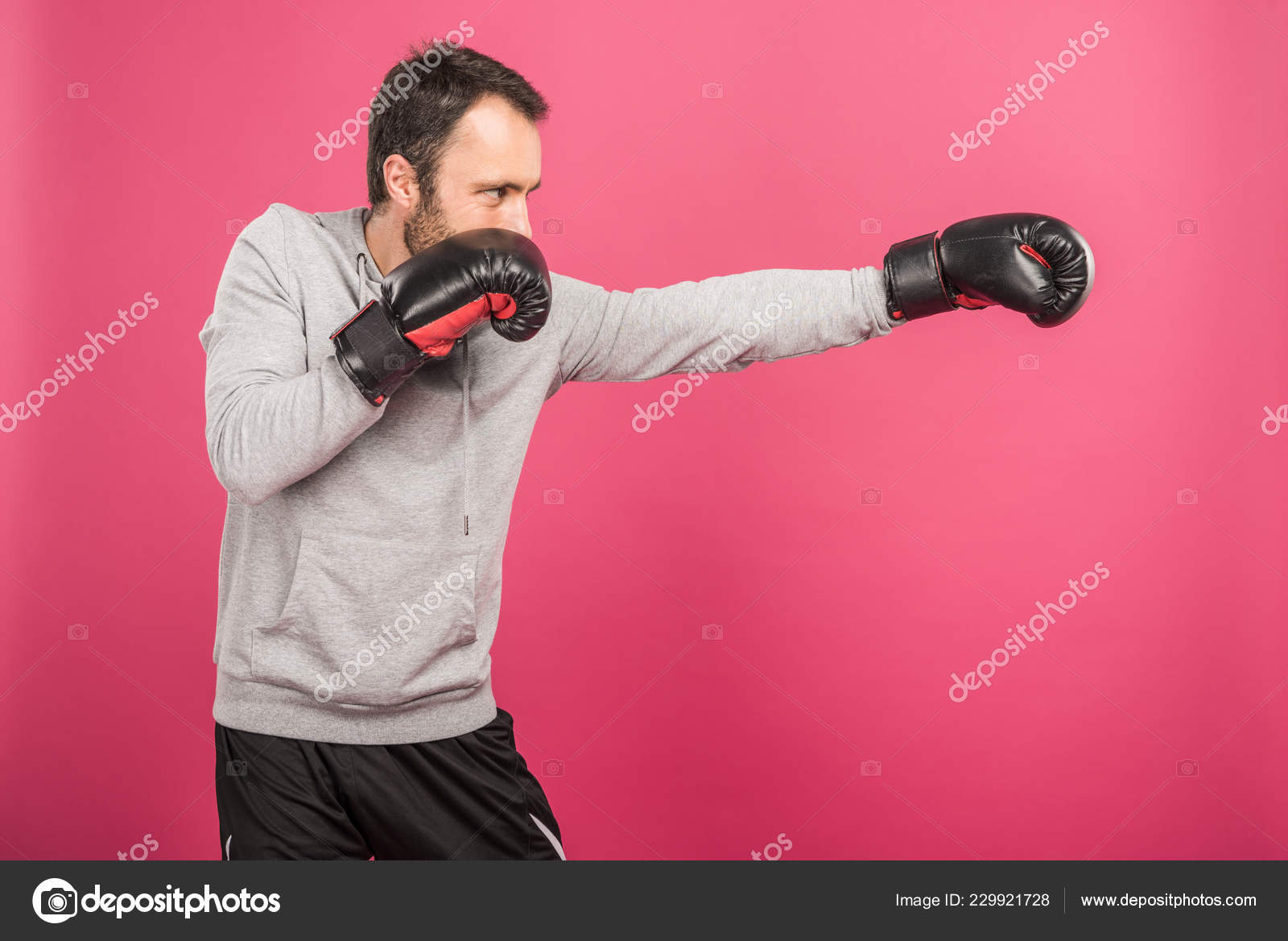 Male Boxer Training Box Gloves Isolated Pink — Free Stock Photo ...