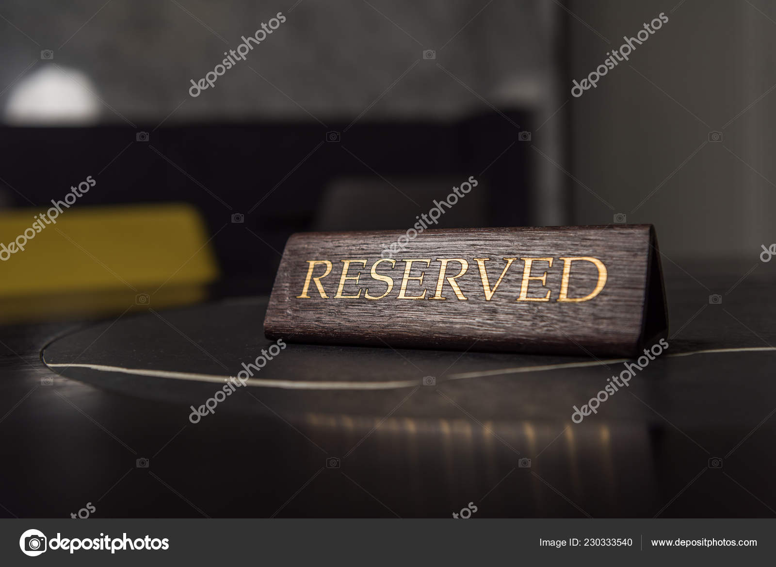 Selective Focus Reserved Sign Black Table Cafe — Stock Photo ...