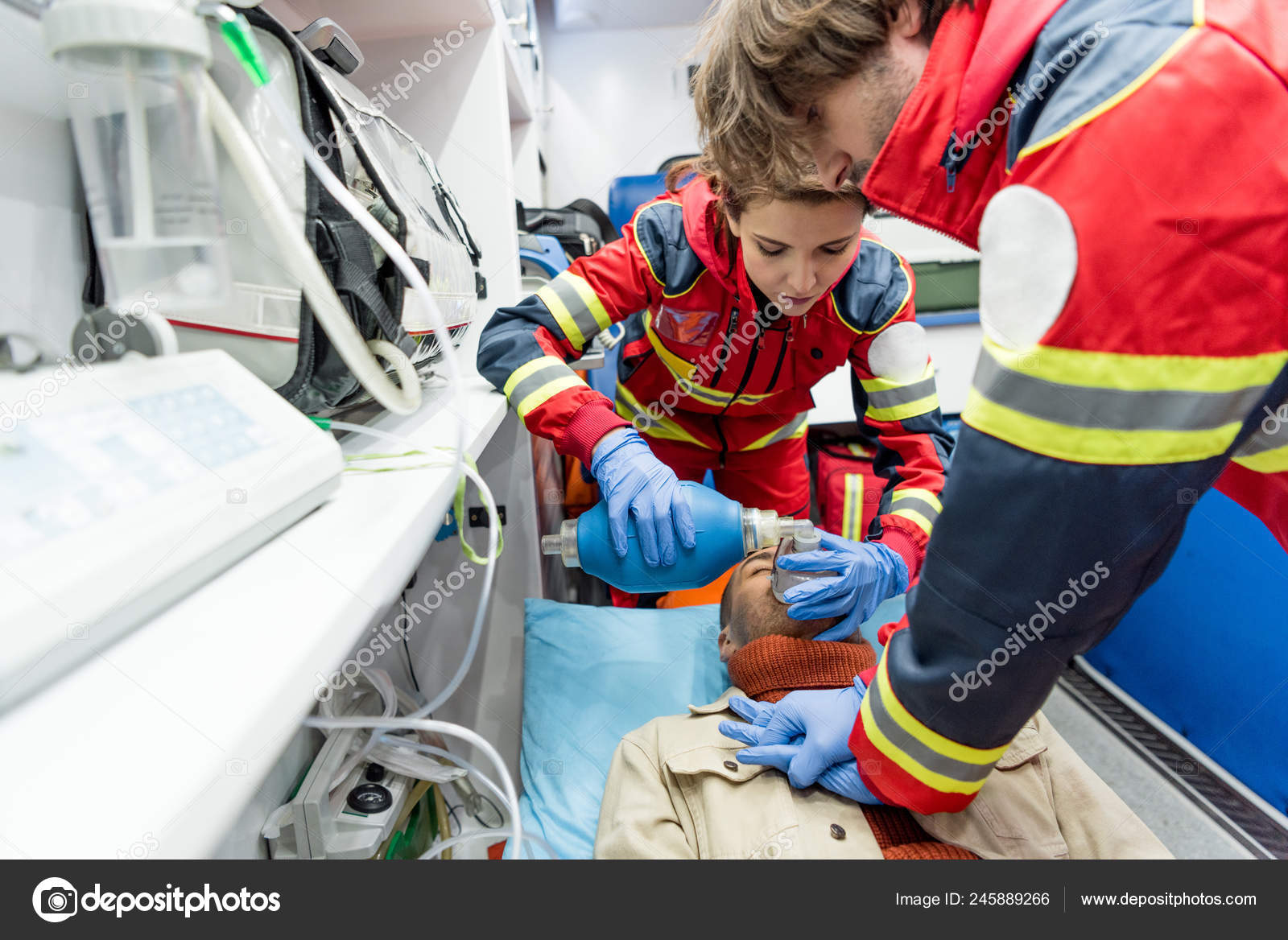 Paramedics Latex Gloves Doing Cardiopulmonary Resuscitation Stock Photo by ©AllaSerebrina 245889266