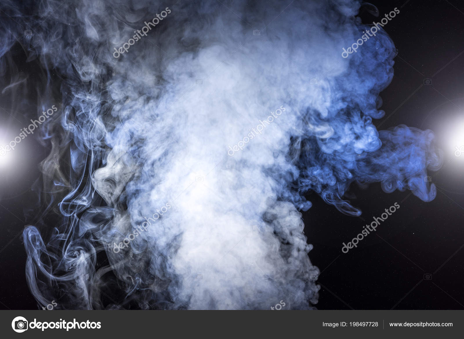 Humo Blanco Luces Brillantes Sobre Fondo Negro — Foto de stock ...