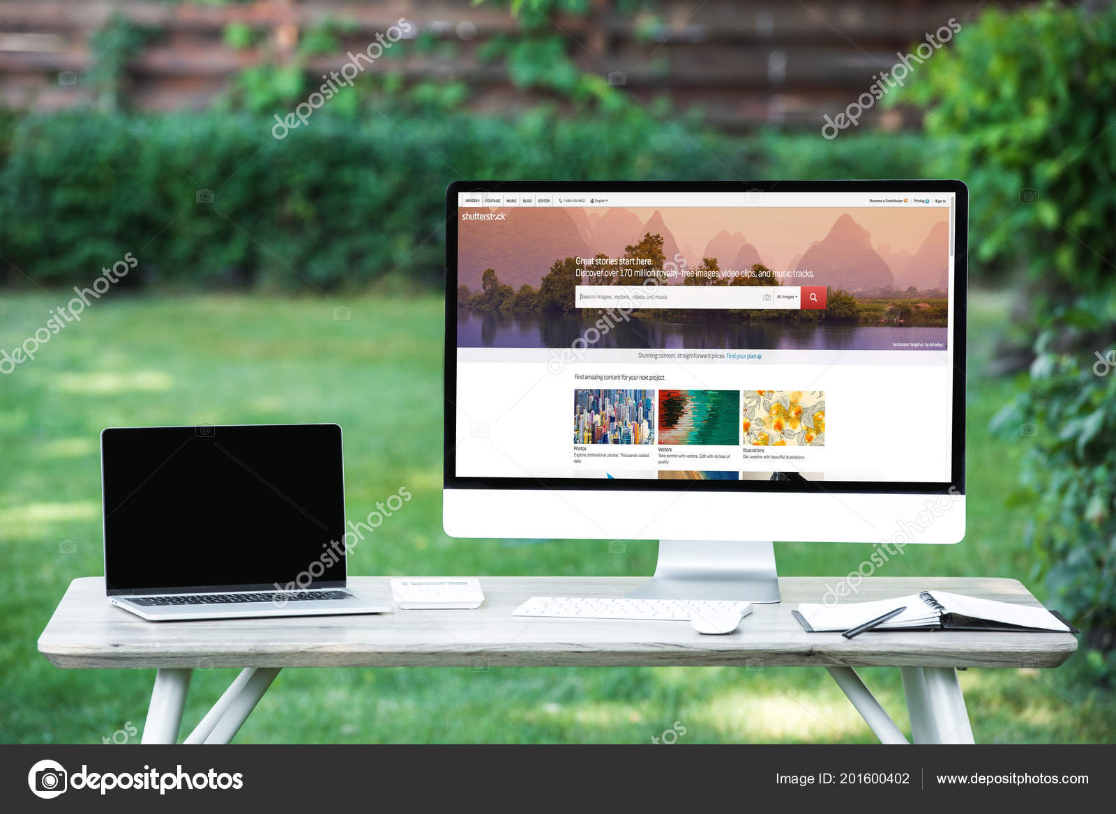 Selective Focus Laptop Blank Screen Computer Shutterstock Website Table ...