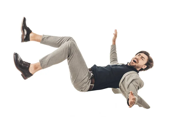 Scared Young Businessman Suit Falling Isolated White Stock Photo by ...