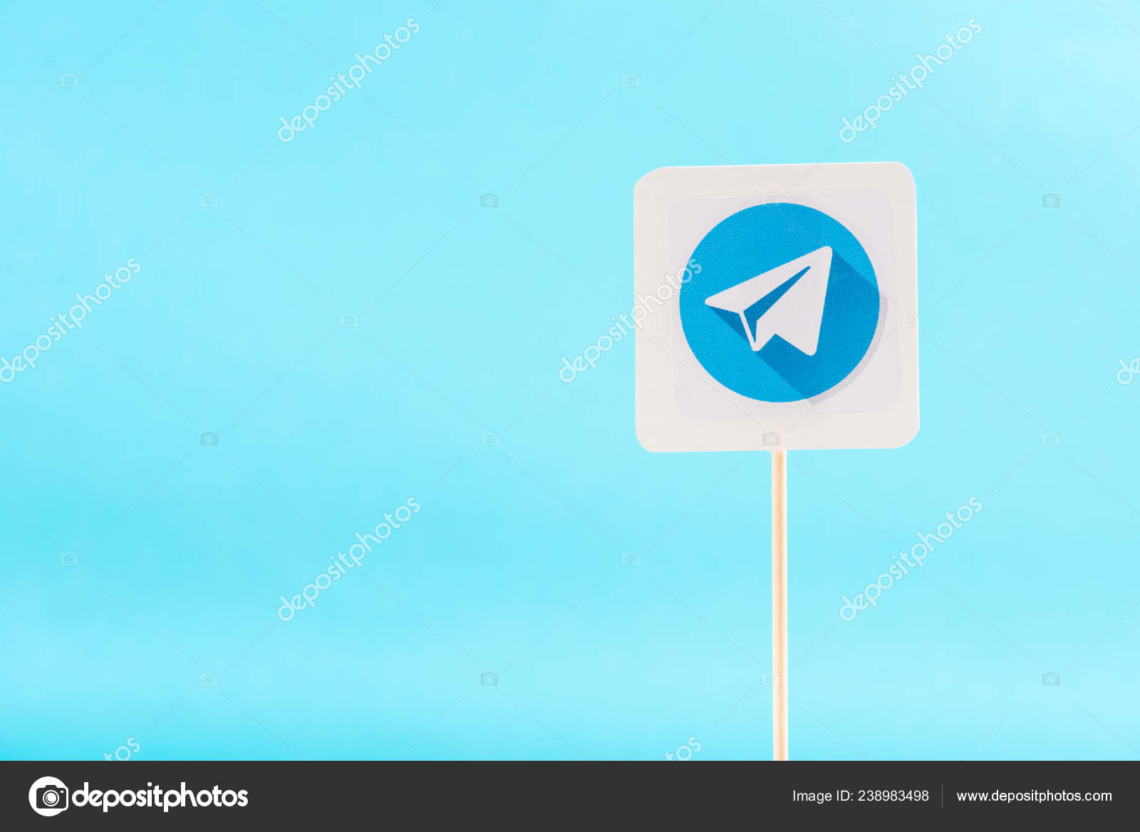 Top View Telegram Icon Isolated Blue Copy Space — Stock Editorial Photo ...
