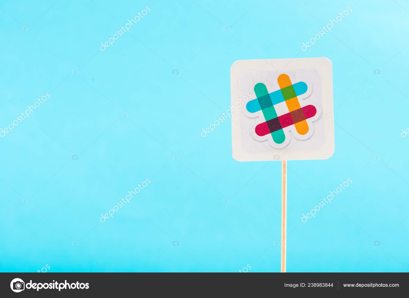 Top View Slack Logo Isolated Blue Copy Space — Stock Editorial Photo ...