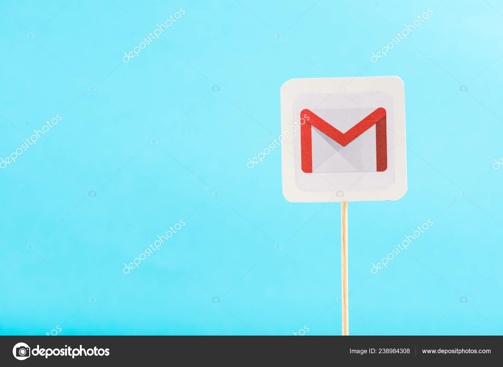 Top View Gmail Icon Isolated Blue Copy Space — Stock Editorial Photo ...