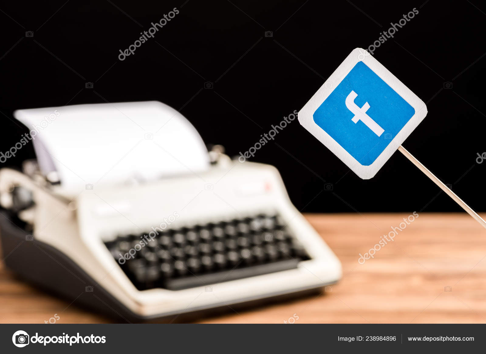 Selective Focus Facebook Website Icon Typewriter Background — Stock ...