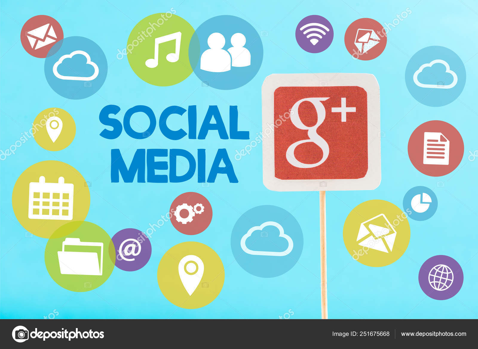 Tarjeta Con Logotipo Google Letras Redes Sociales Iconos Aislados Azul ...