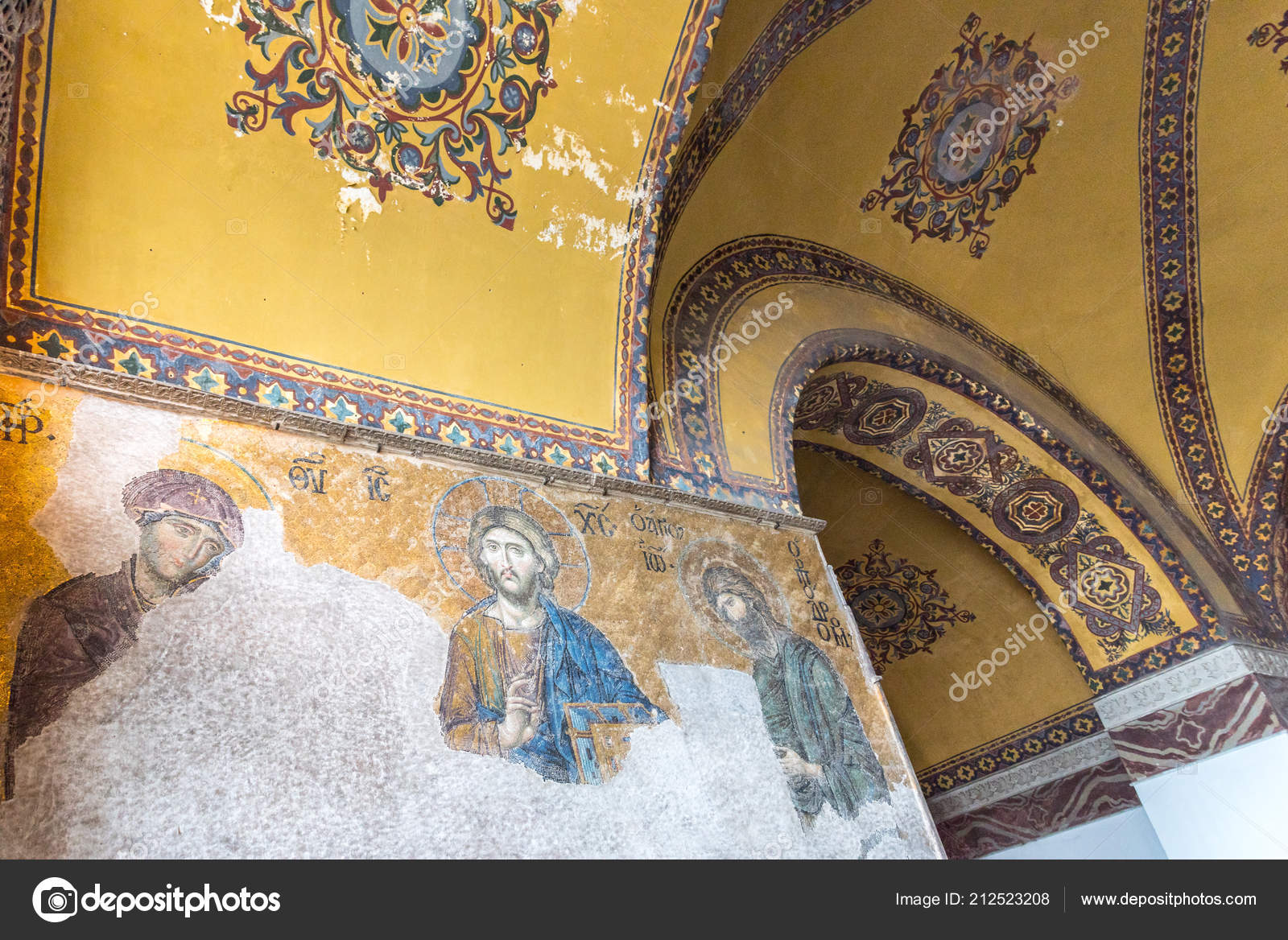 Jesus Christ Pantocrator Detail Deesis Byzantine Mosaic Hagia Sophia ...