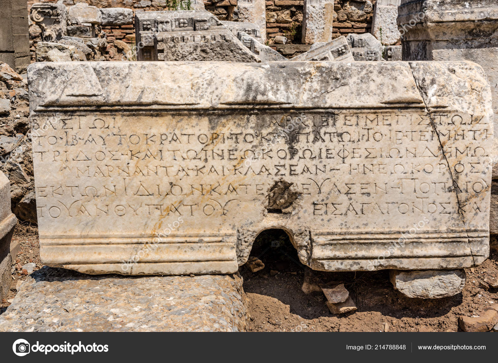 Ancient Scripture Marble Ruins Ephesus Historical Ancient City Selcuk ...