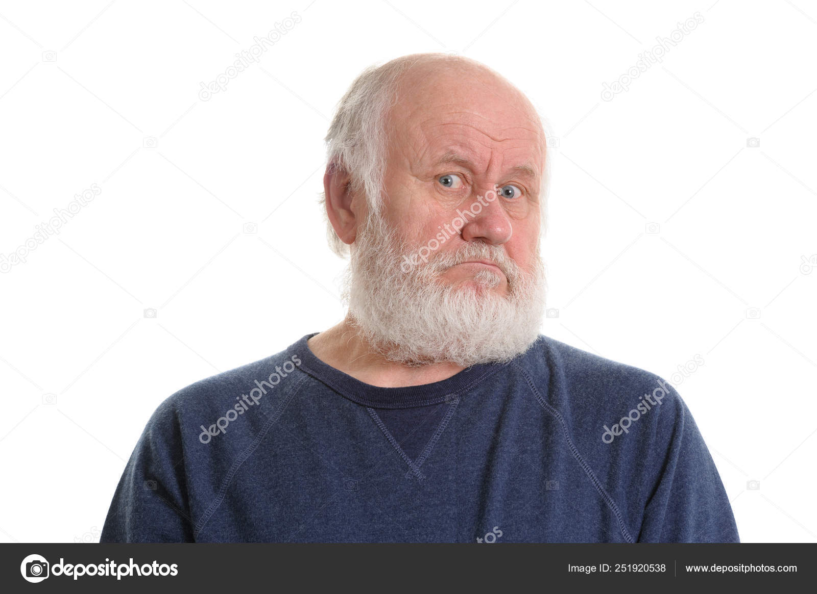 Displeased old man, isolated on withe — Stock Photo © starush #251920538