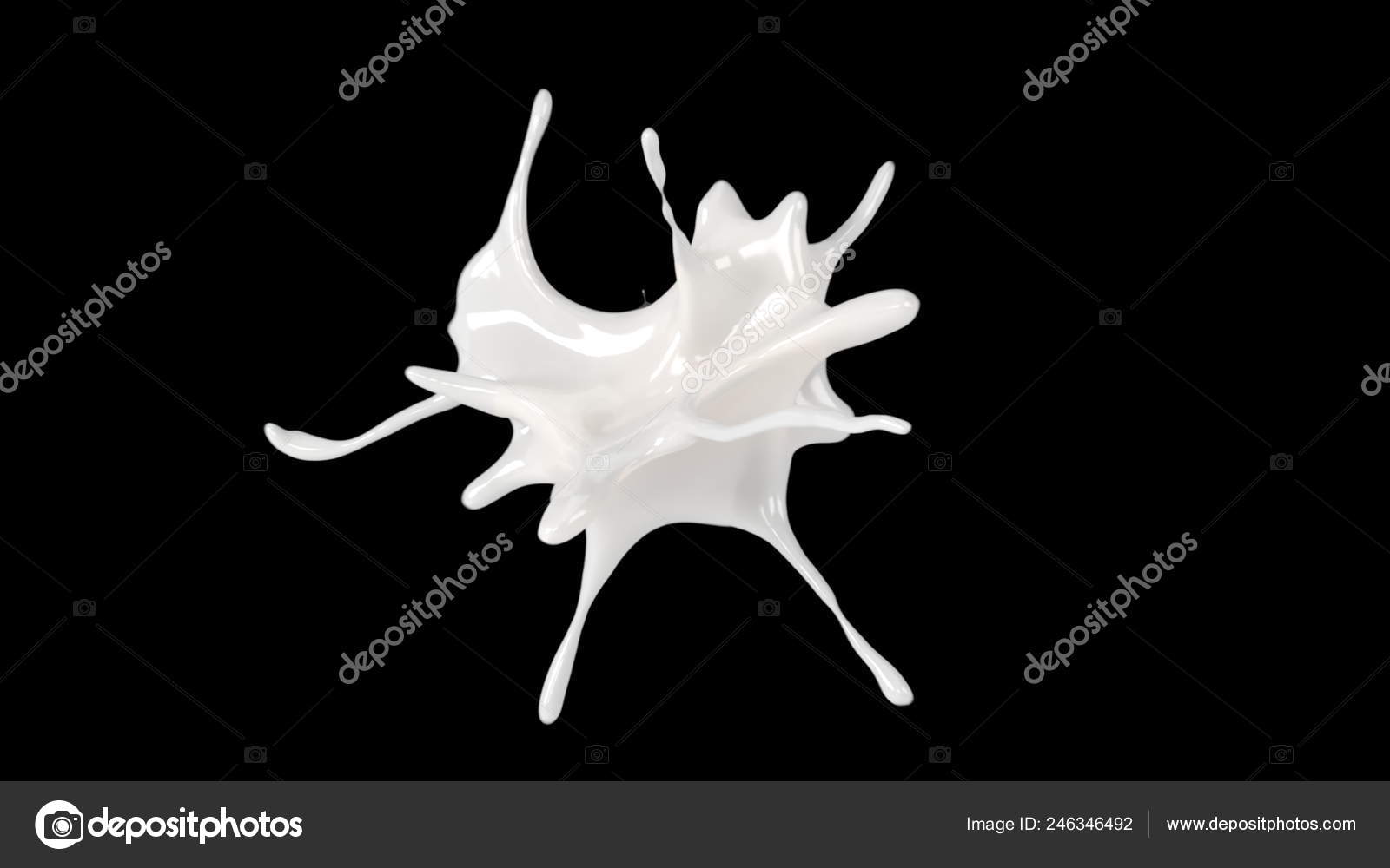 Rendering Perfect Shape Milk Splashing Black Blackground — Stock Photo ...