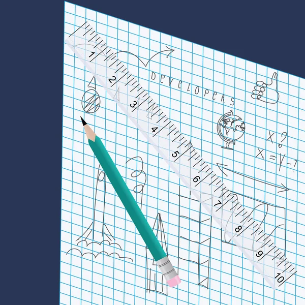 Paper with pencil and ruler Stock Vector Image by ©Helioshammer #30442073
