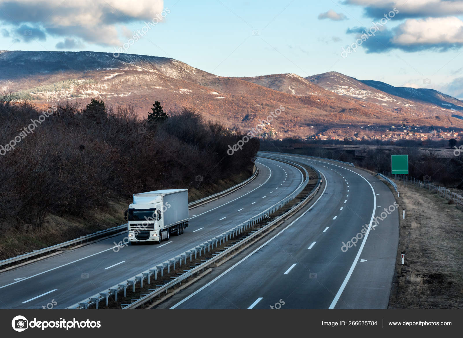 Single White Lorry Truck Country Highway Beautiful Sky — Stock Photo ...