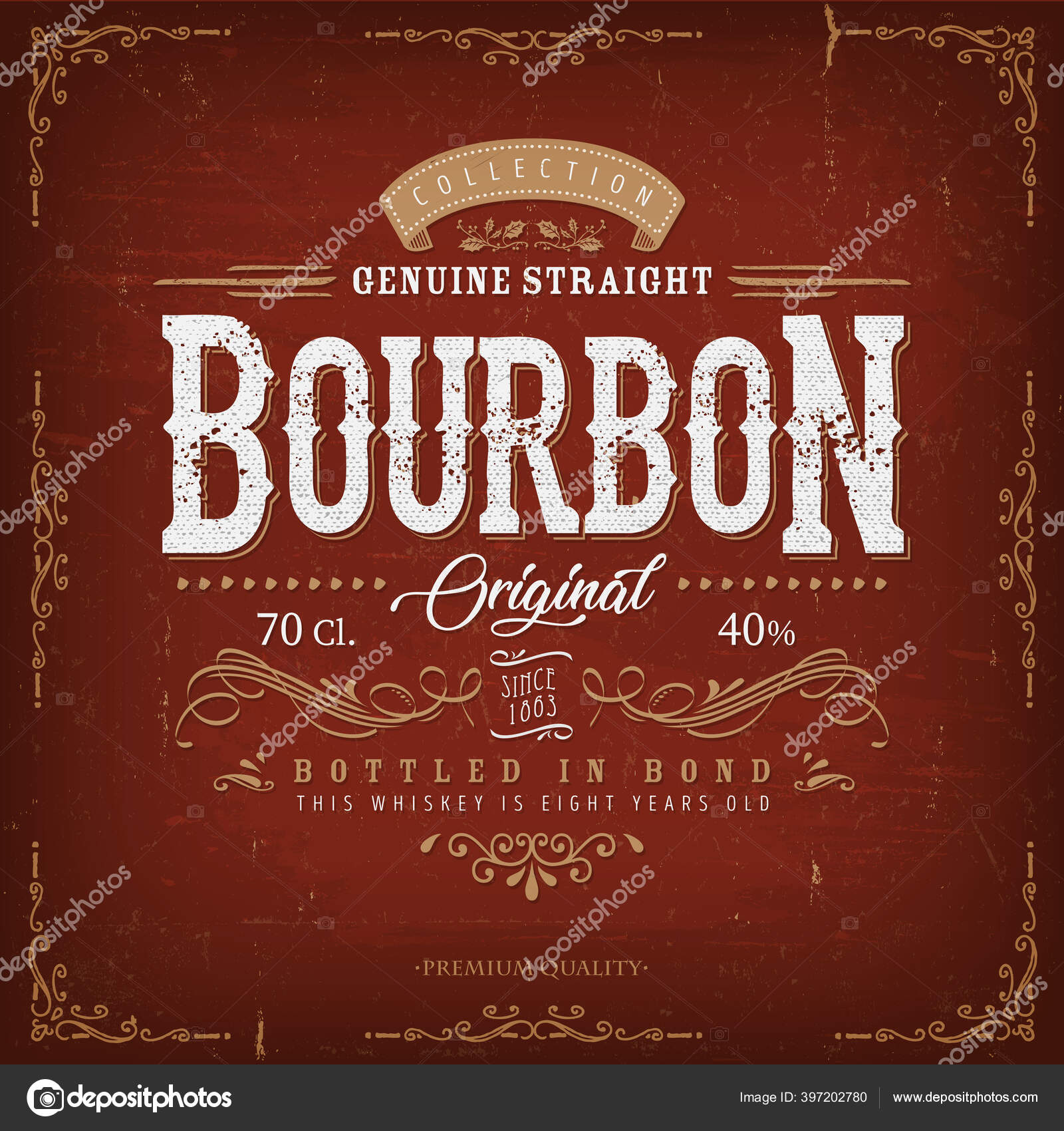 Illustration Vintage Design Elegant Whisky Label Crafted Lettering ...