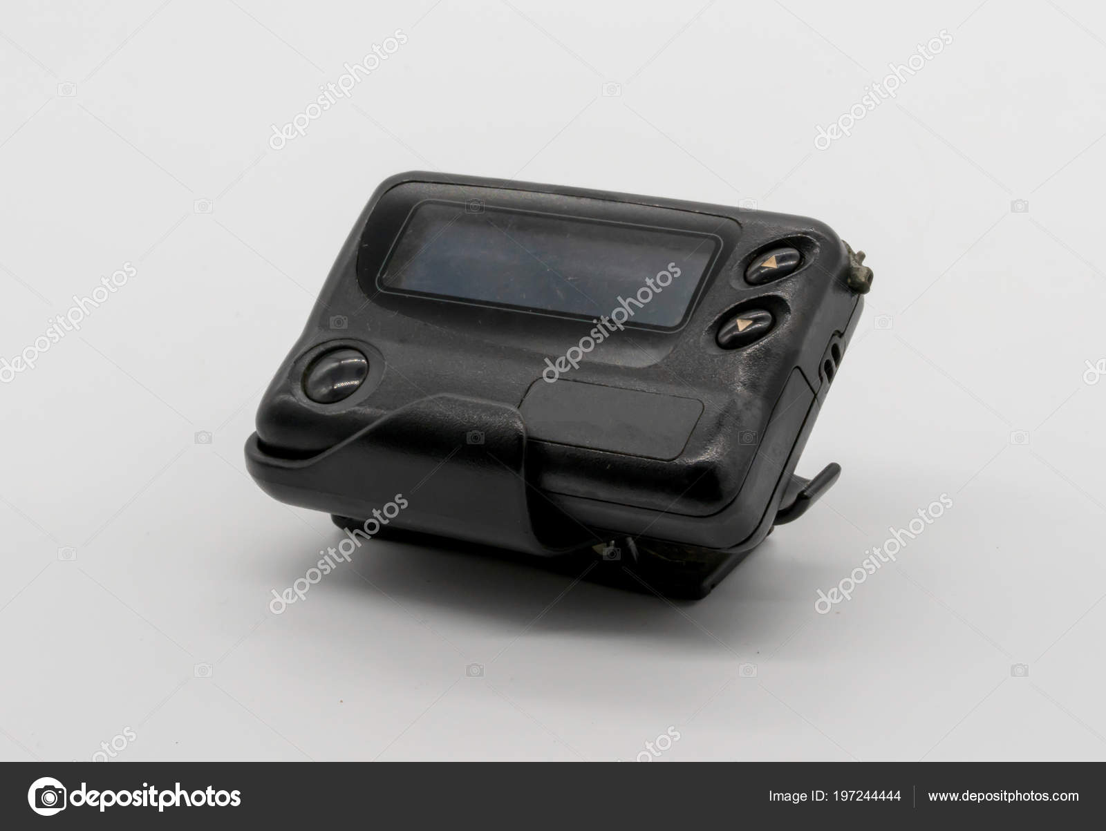 Vintage Gadget Communication Pager Black Pager Isolated White ...
