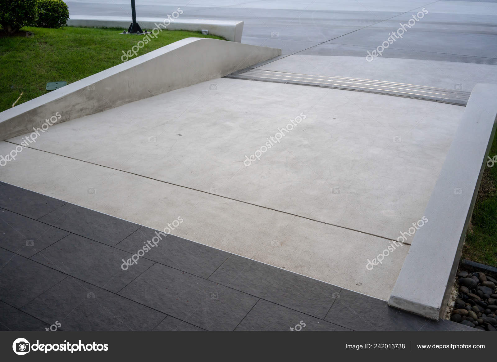 Wide Ramped Access Using Wheelchair Ramp Disabled People Concrete Ramp ...