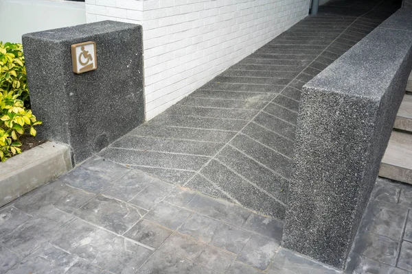 Wide Ramped Access Using Wheelchair Ramp Disabled People Concrete Ramp ...