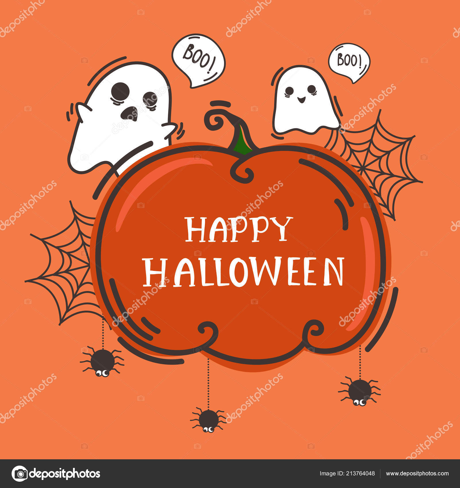 Happy Halloween Banner Design Template Cute Cartoon Spooky Pumpkin ...