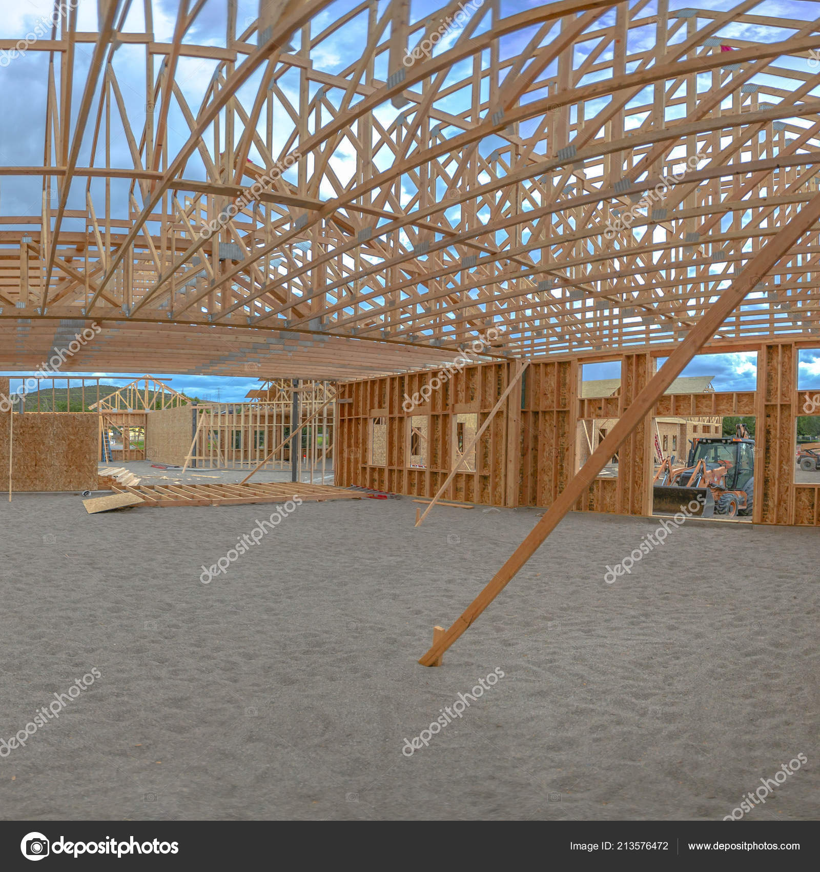 Wide view of interior building construction area — Stock Photo ...