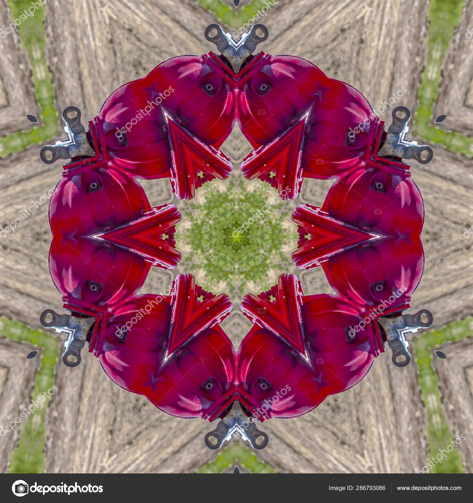 Fire hydrant square image with kaleidoscope effect of multiple ...