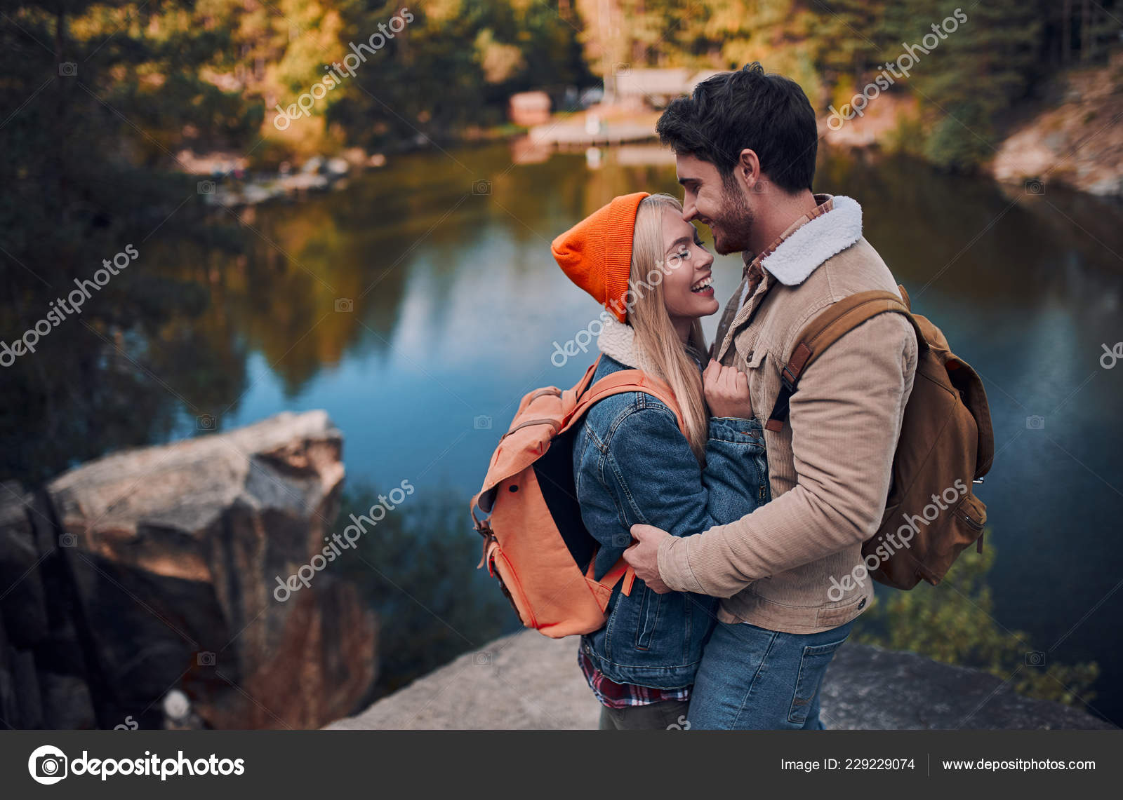 Young Couple Tourists Exploring New Places Attractive Young Woman ...