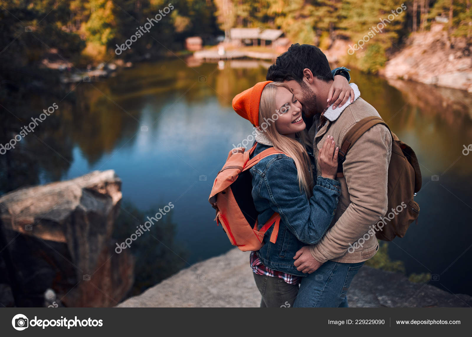 Young Couple Tourists Exploring New Places Attractive Young Woman ...