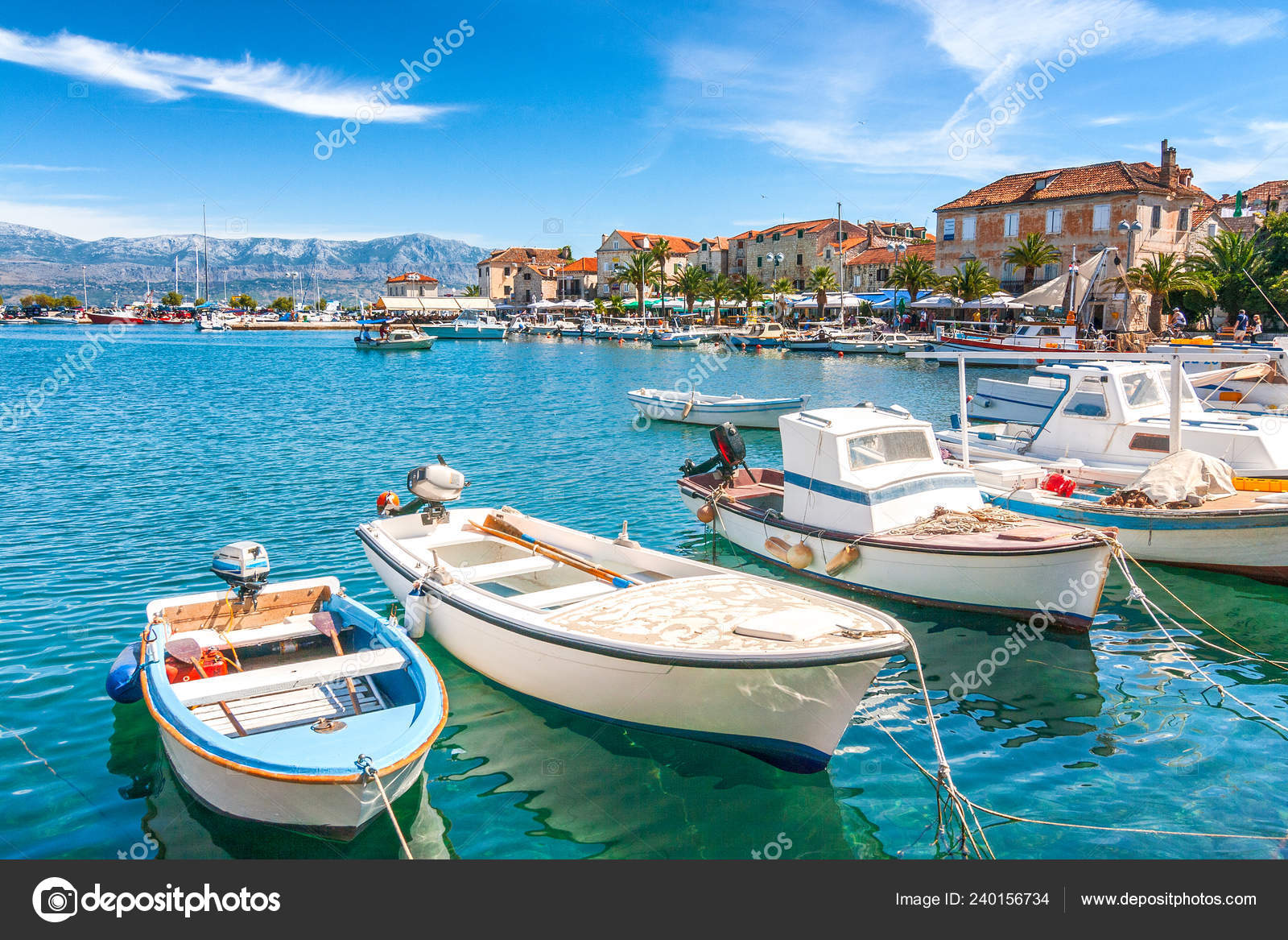 Boats Supetar Harbor Brac Island Summer Croatia Europe — Stock Photo ...
