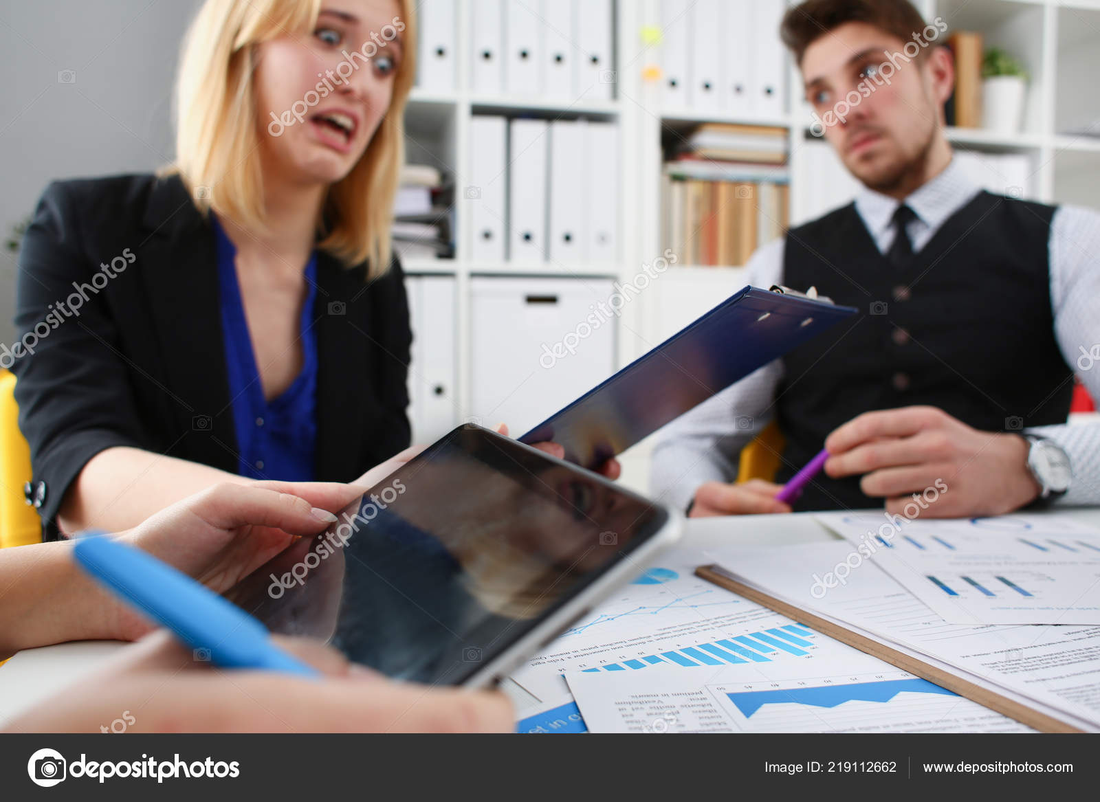 Group of people sit in office deliberate on Stock Photo by ©marketing ...