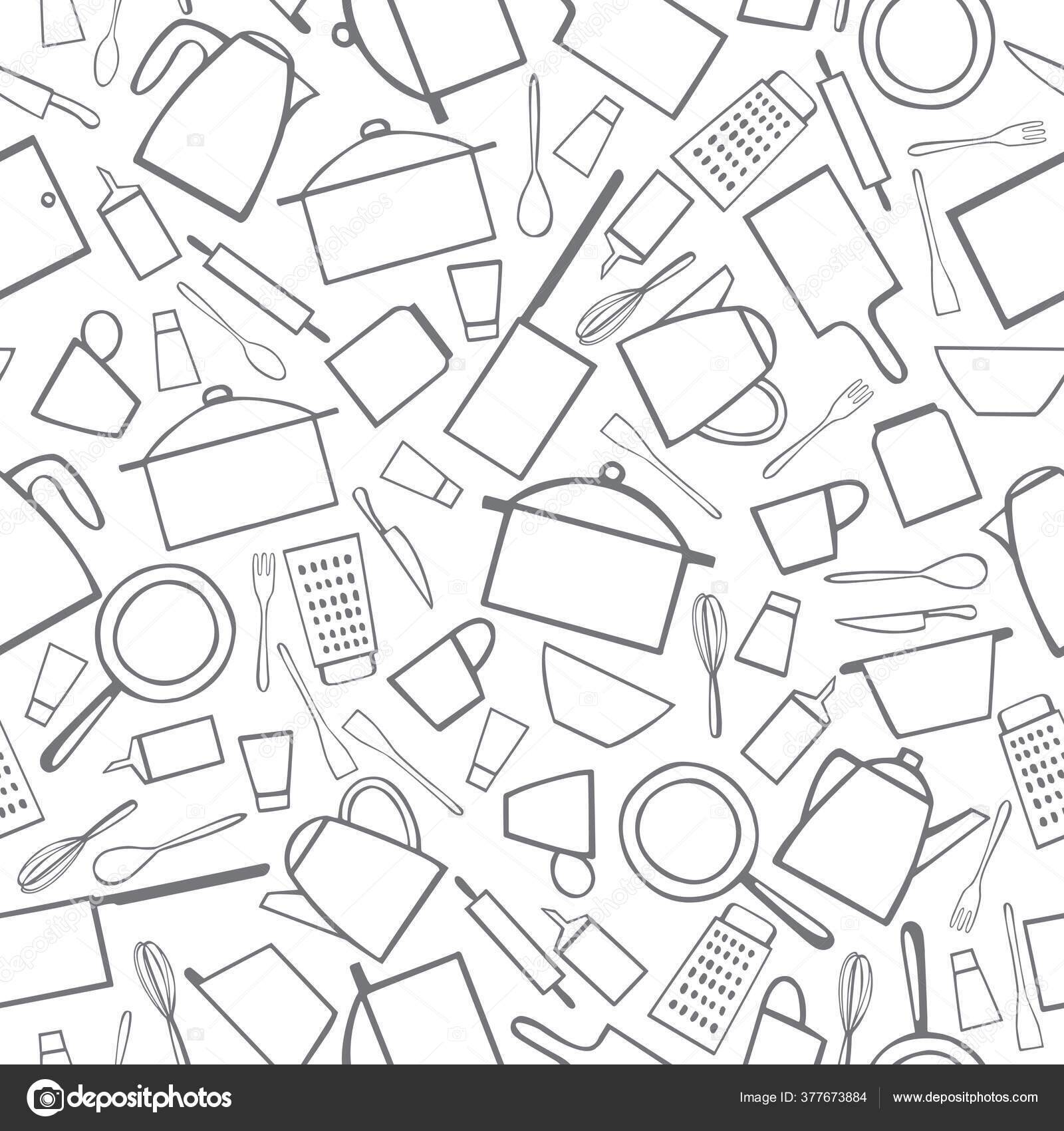 Kitchen Tools Cooking Vector Seamless Pattern Stock Vector by ©rraya ...