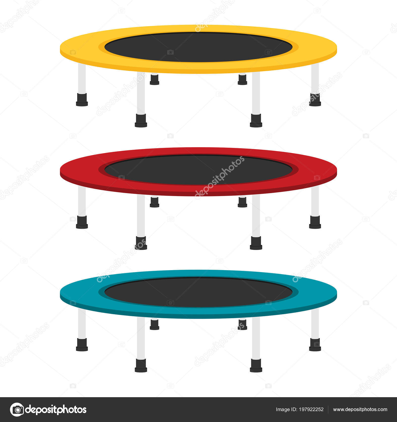 Set Colorful Trampolines Isolated White Background Stock Vector Image ...