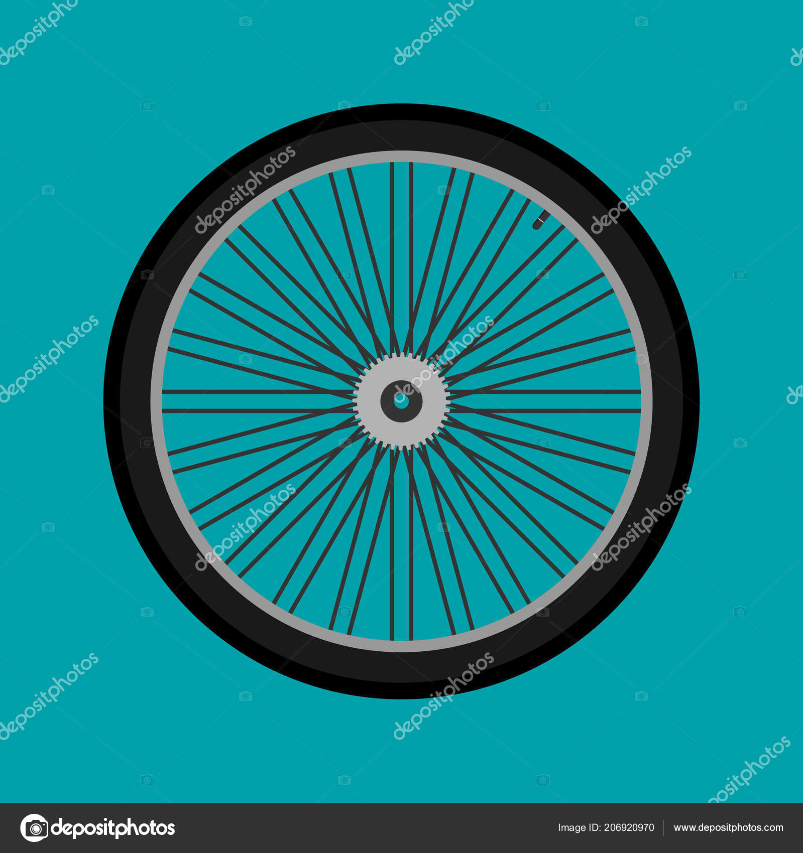 Black Bicycle Wheel Blue Background Stock Vector by ©Mix3r #206920970