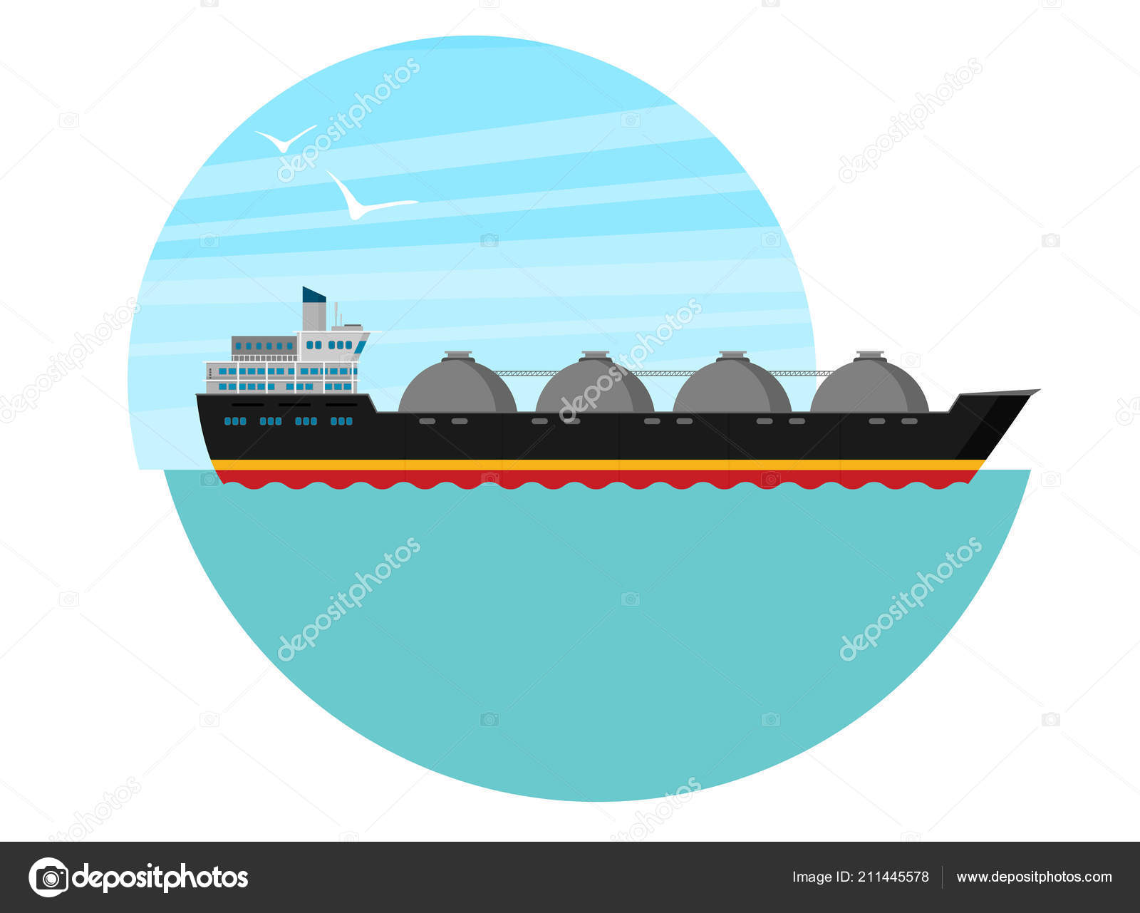 Vector Illustration Sea Tanker Stock Vector Image by ©Mix3r #211445578