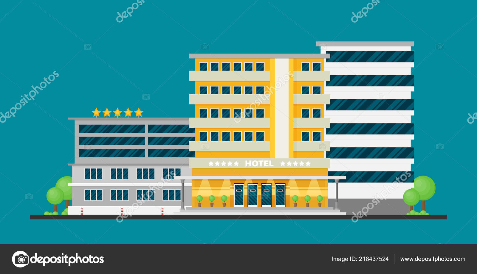 Illustration Modern Hotel Colored Background Stock Vector by ©Mix3r ...