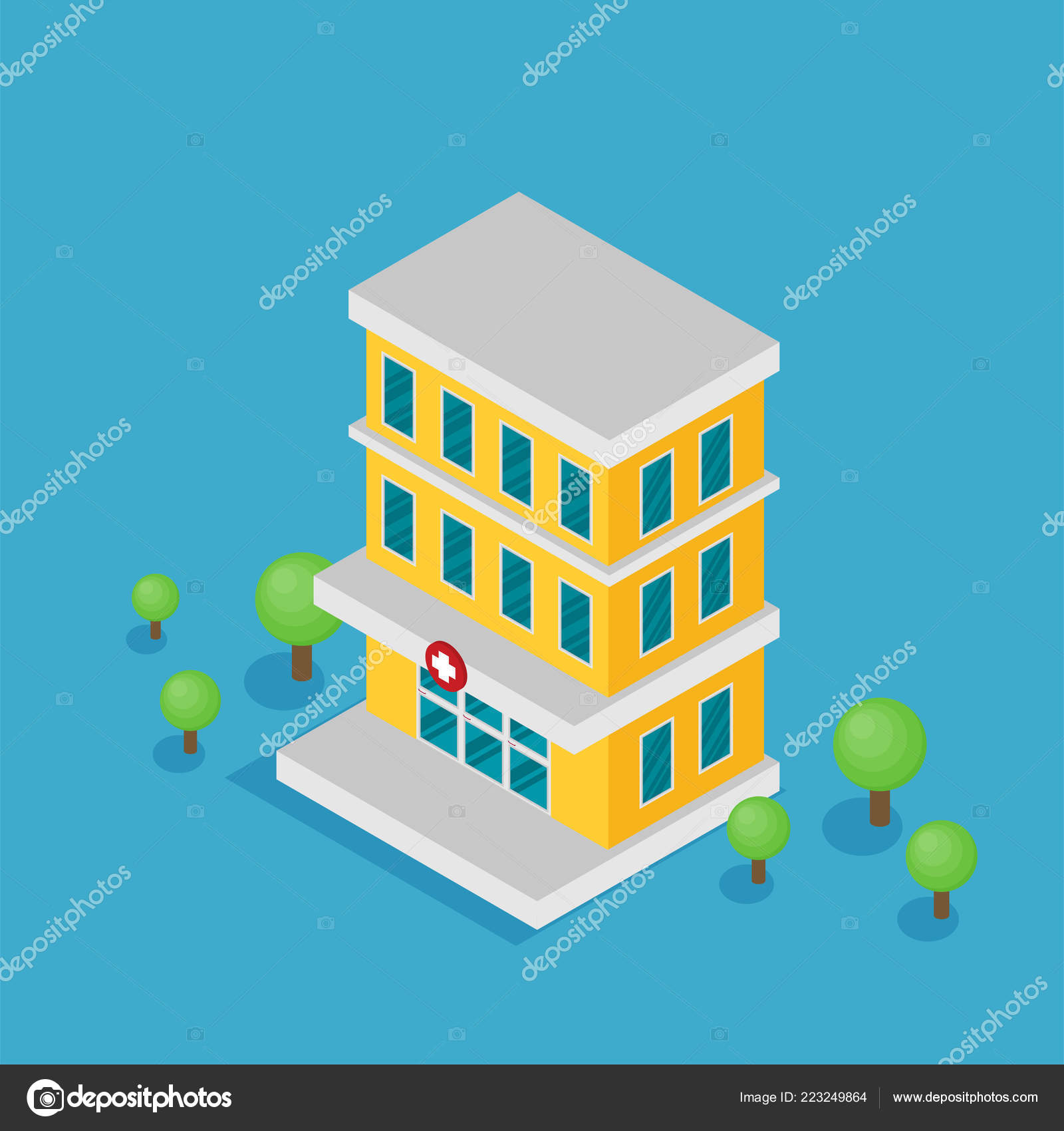 Minimalistic Vector Illustration Hospital Building Stock Vector Image ...