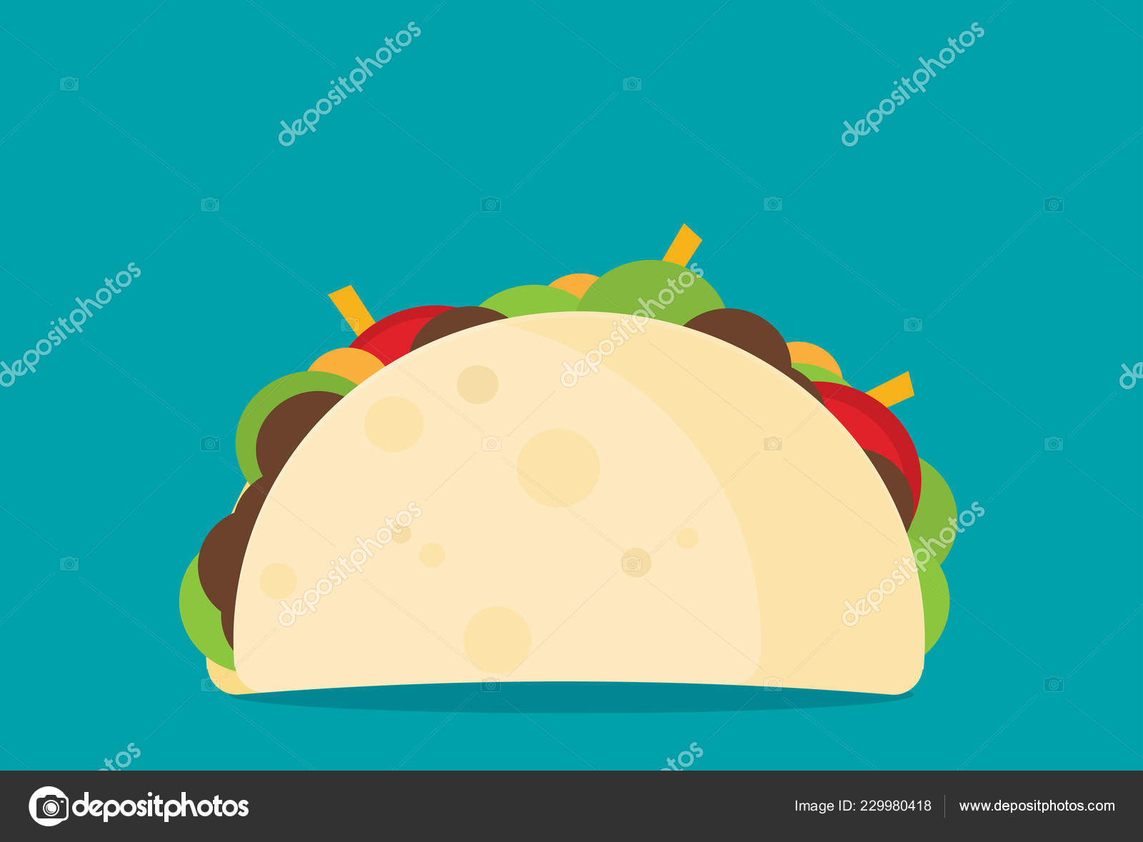 Traditional Taco Portion Cartoon Vector Illustration Stock Vector Image