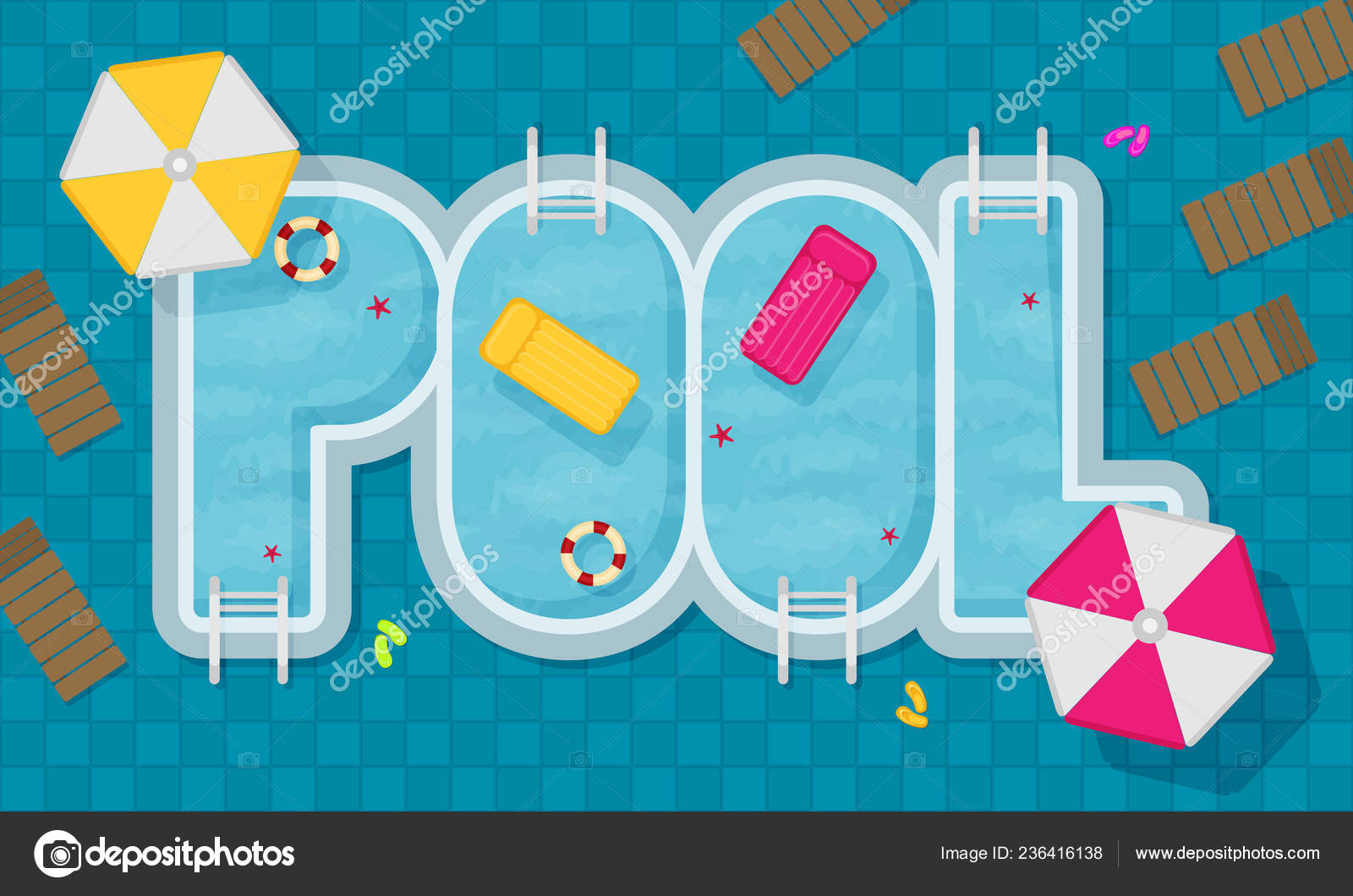 Vista Superior Piscina Letras Hecha Por Varias Piscinas Vector de stock ...