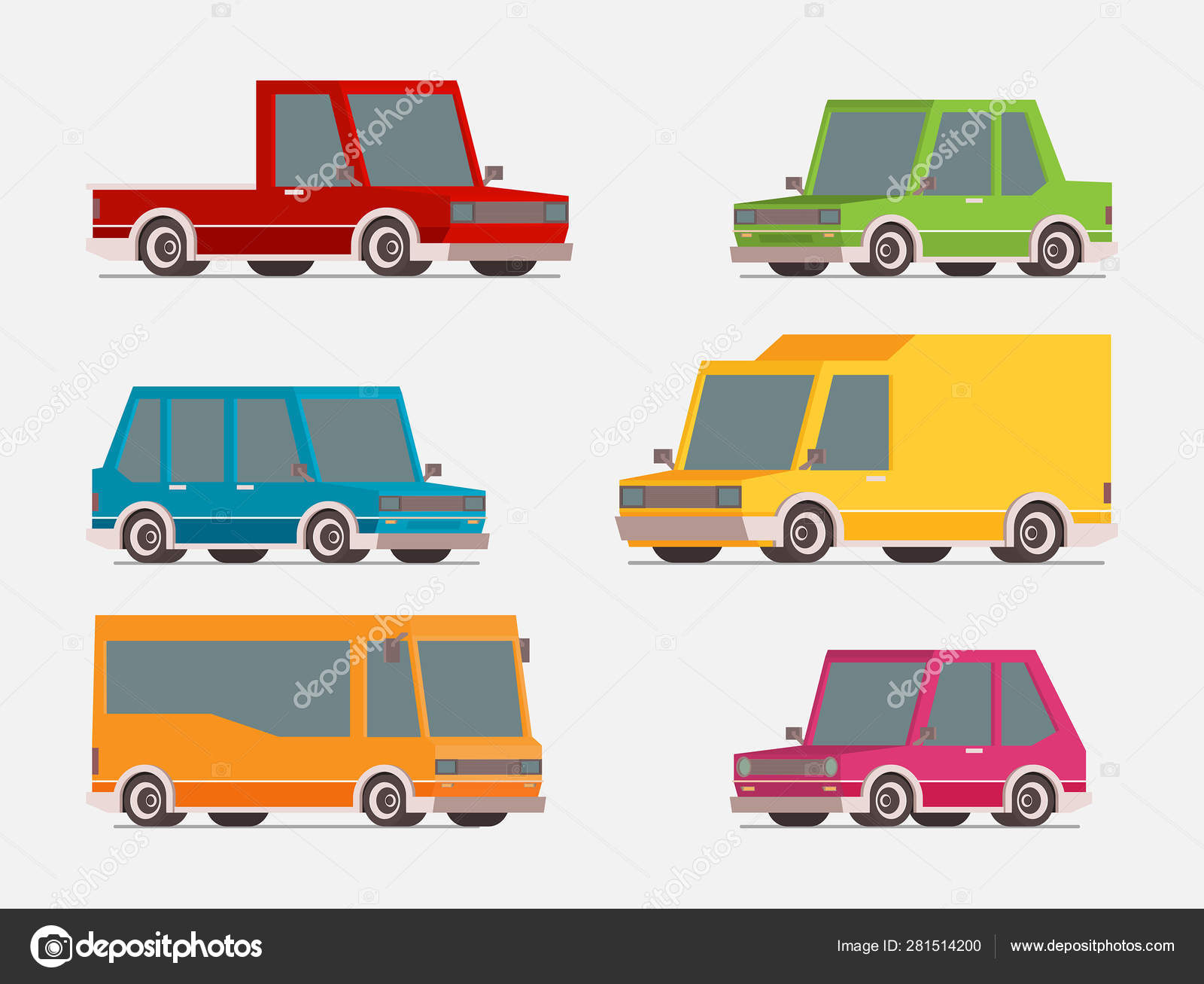 Vector Isometric Car Set Isolated Color Background Stock Vector by ...