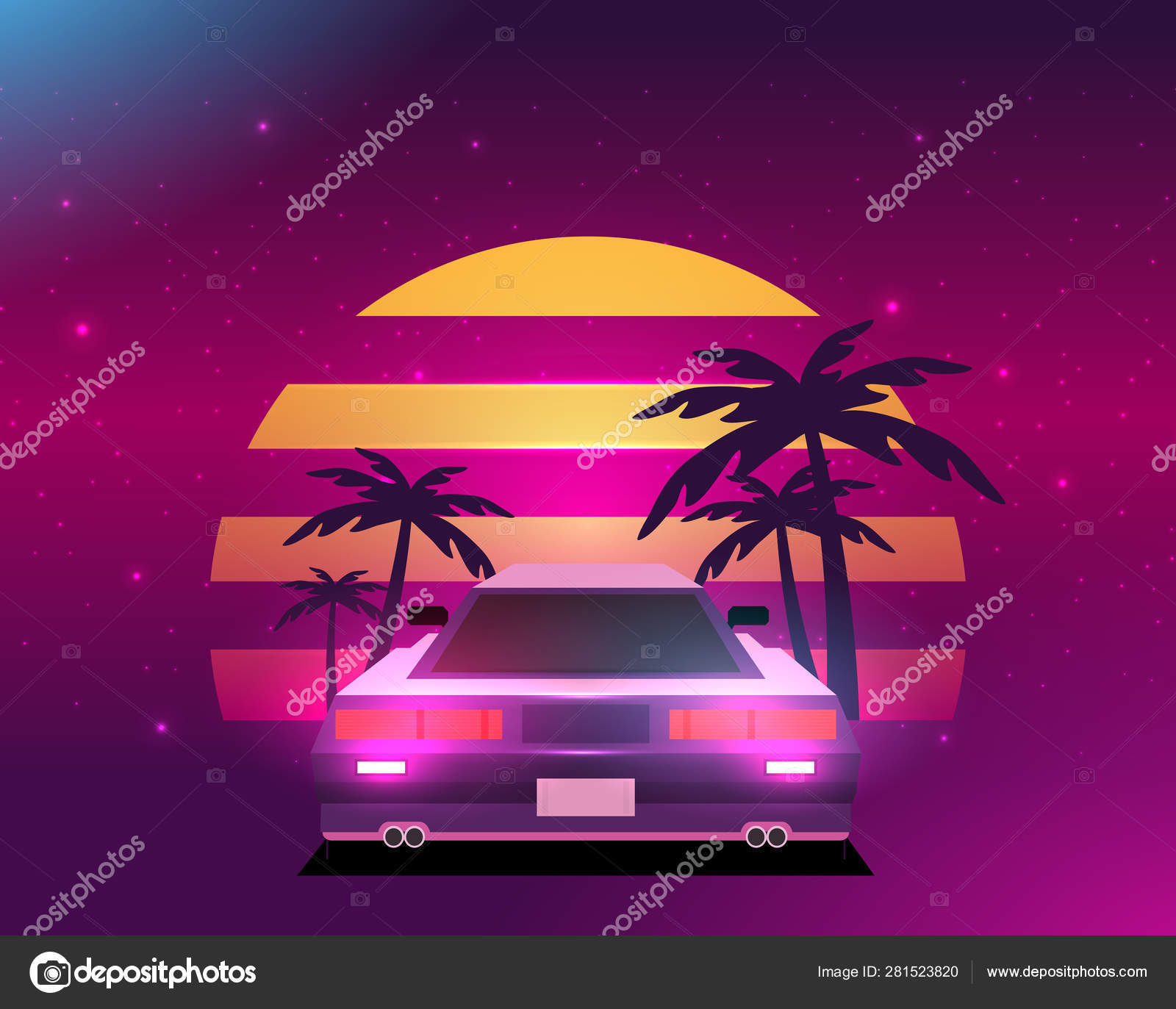 Retro Future 80S Style Sci Background Futuristic Car Stock Vector by ©Mix3r 281523820