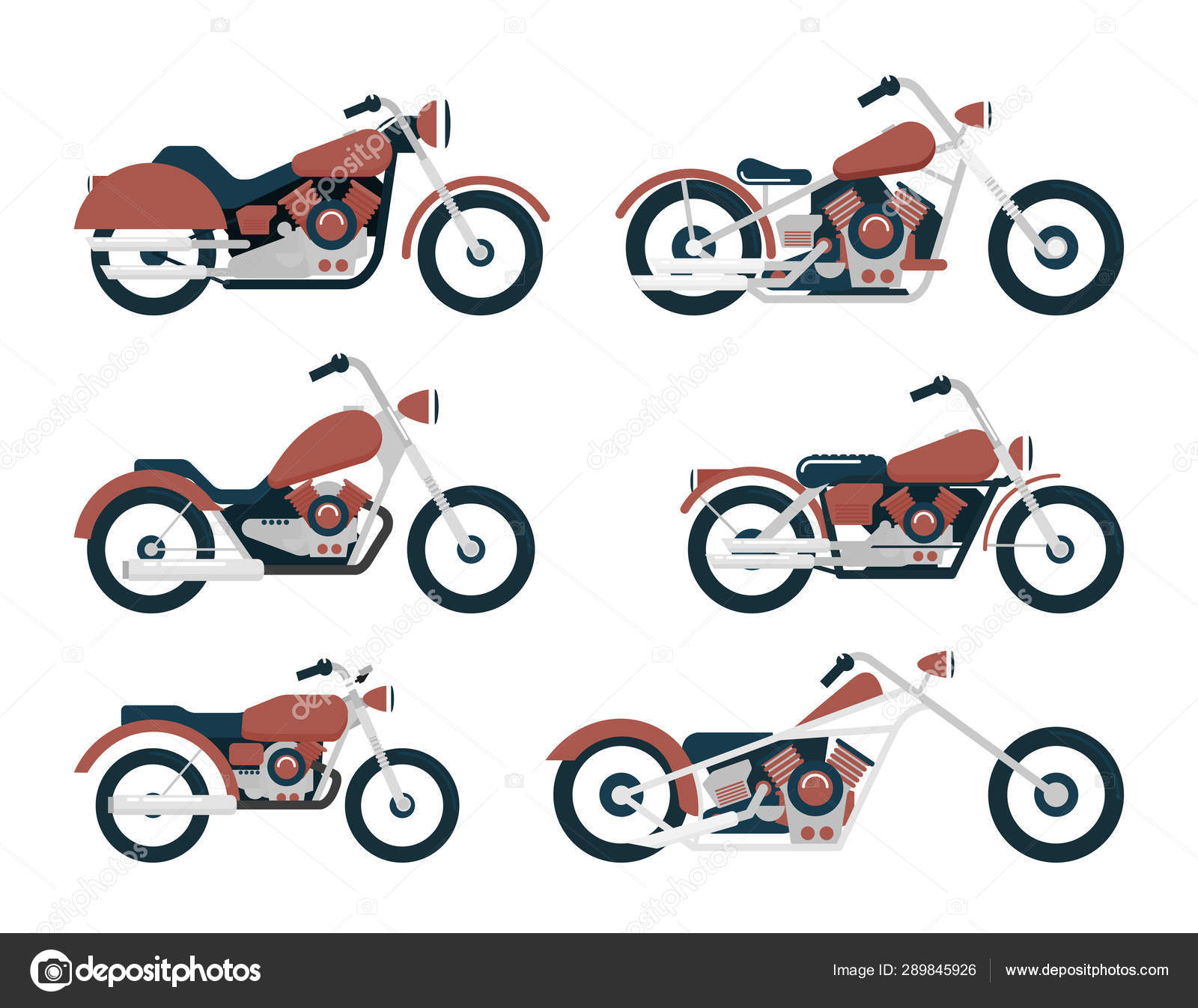 Flat Vector Classic Motorcycle Color Background Vector Stock Vector by ...