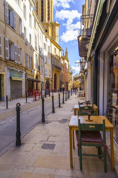 Aix-en-Provence, FRANCE, on March 8, 2018. Urban view typical for small ...