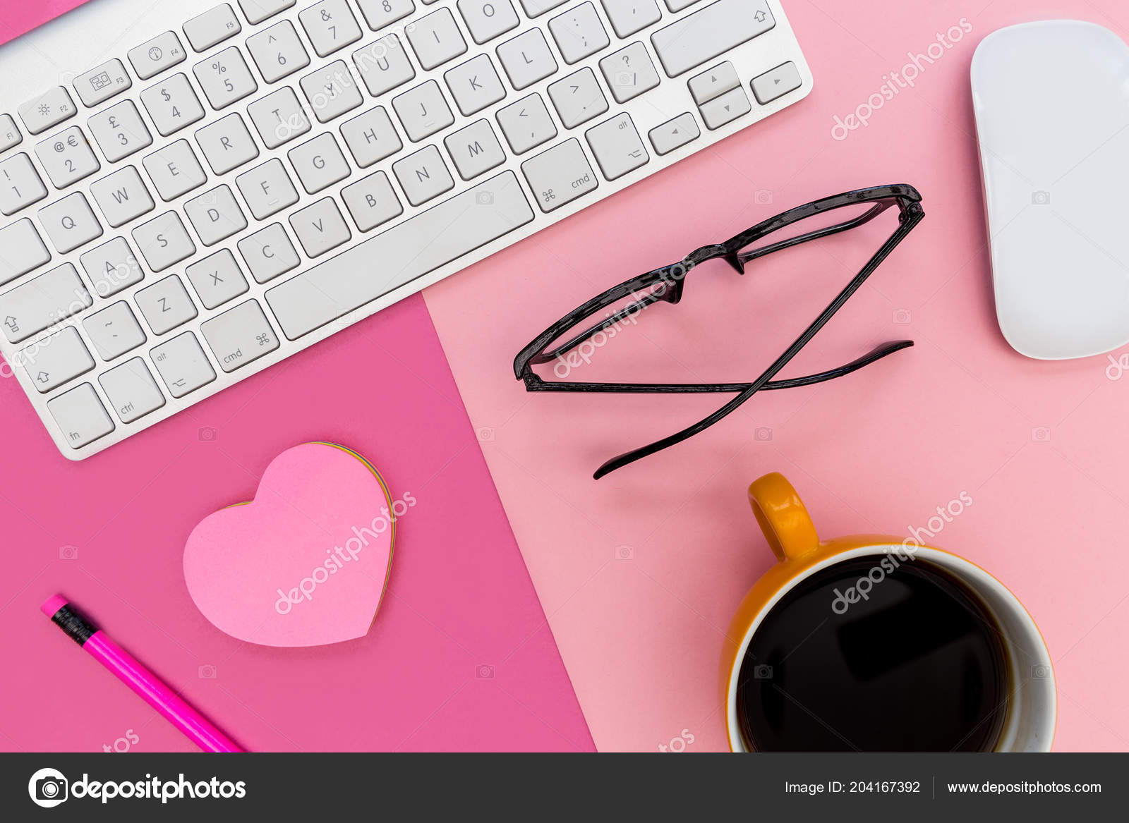Computer Keyboard Bright Pink Background Minimal Work Space Stock Photo ...