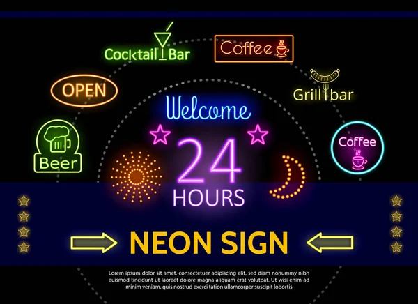 Bright Colorful Advertising Neon Signs Set Stock Vector Image by ...