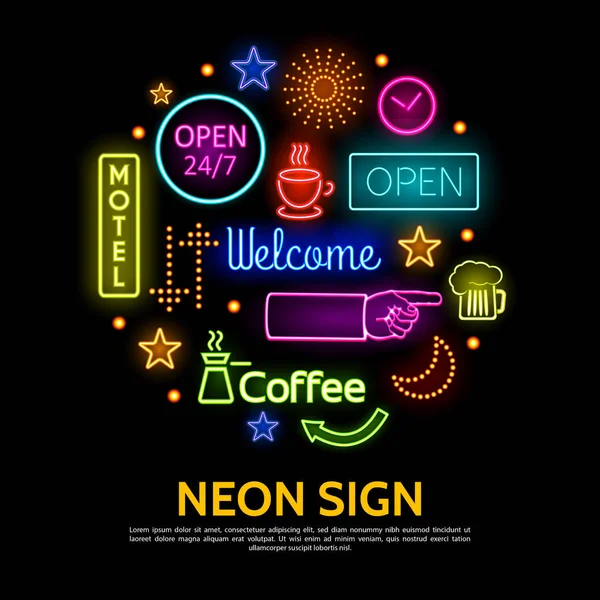 Bright Colorful Advertising Neon Signs Set Stock Vector Image by ...