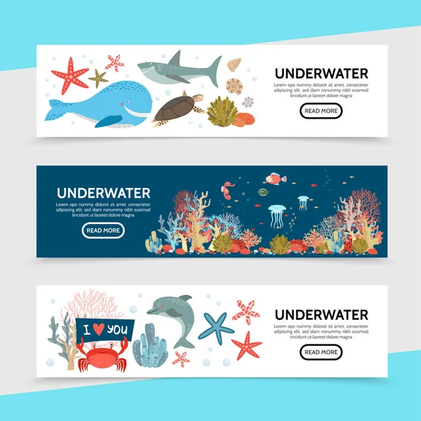 Sea life set of banners for shops. Limited offer. Super sale. Special ...