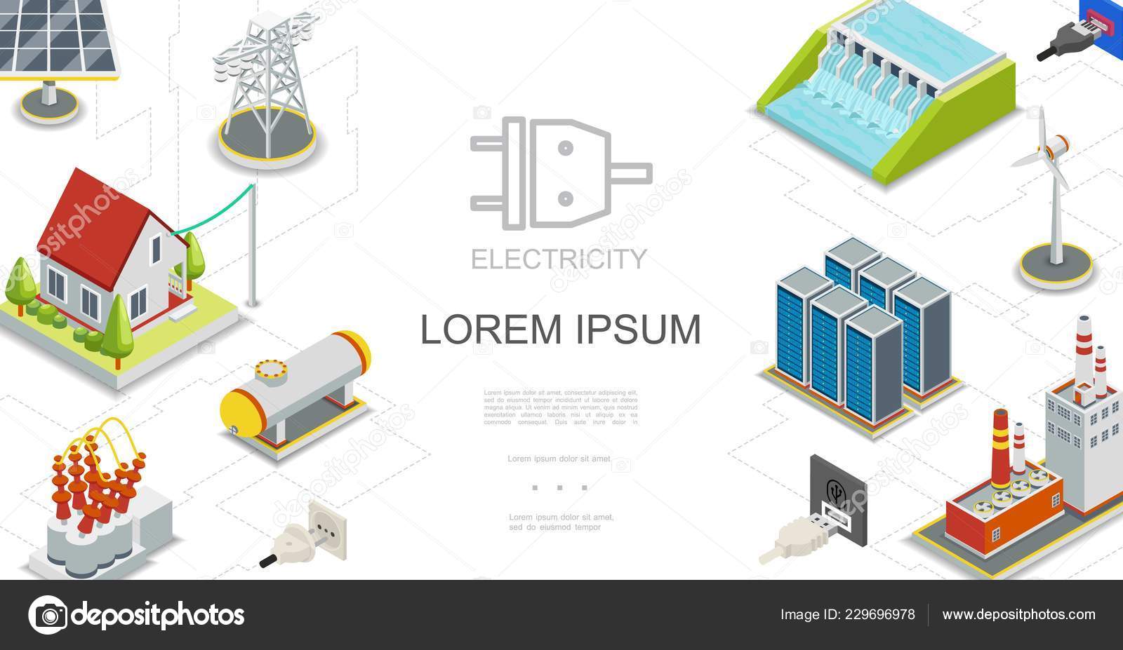 Isometric Electricity And Energy Concept Stock Vector Image by ©K3star ...