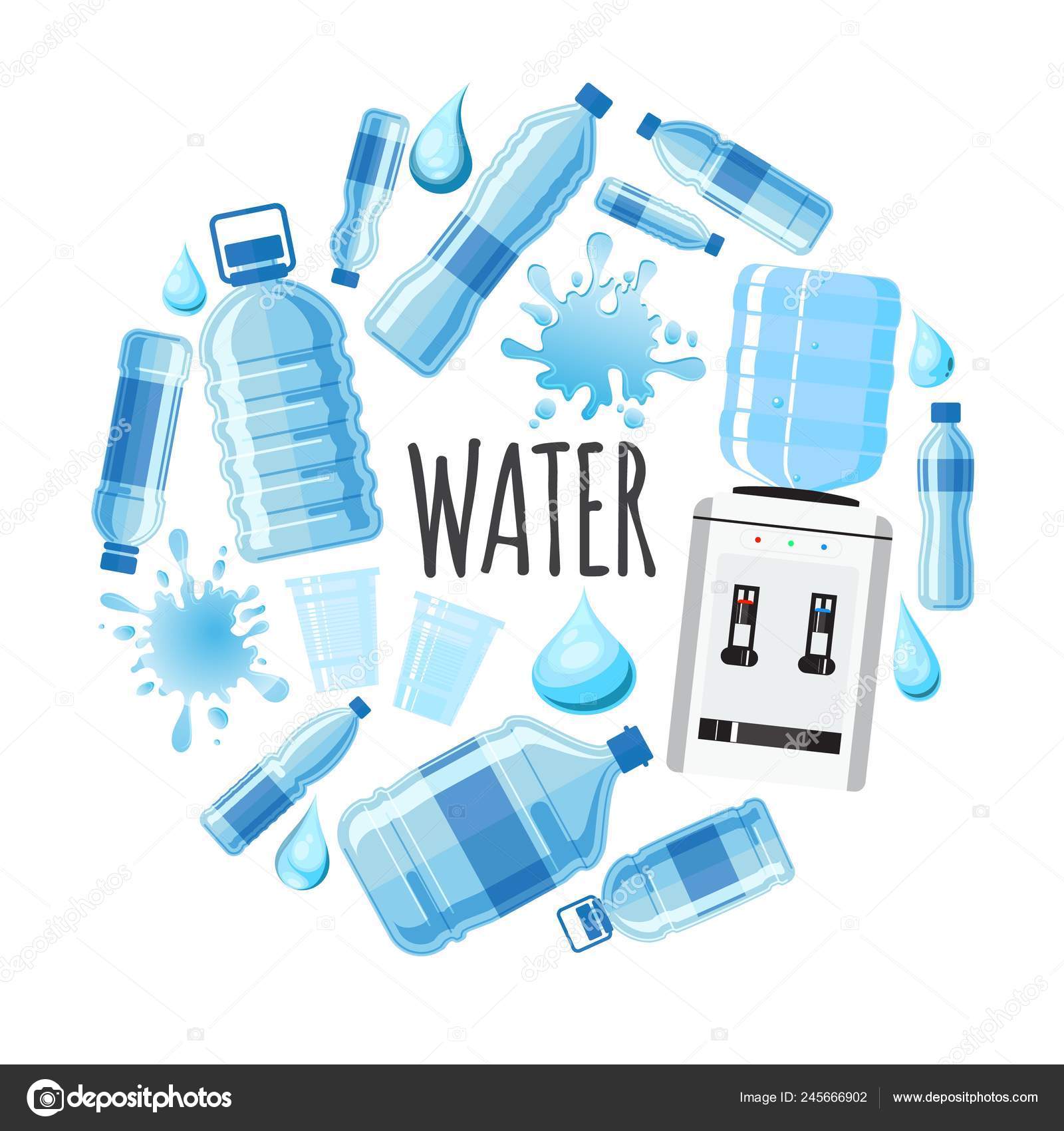 Flat Clear Water Round Concept Stock Vector Image by ©K3star #245666902