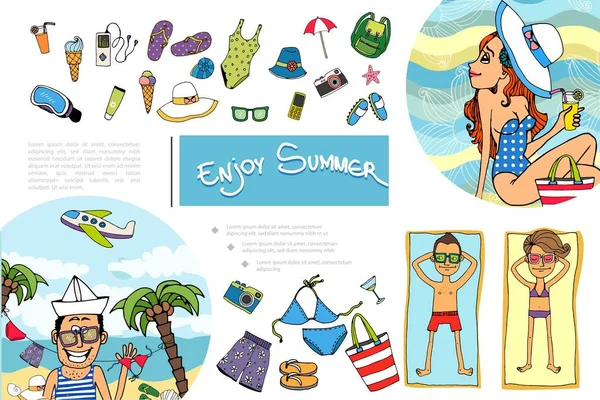 Hand Drawn Summer Vacation Elements Set Stock Vector Image by ©K3star ...