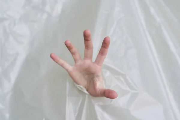 Female Hand Cup Tearing Plastic Polyethylene — Stock Photo © ShotStudio ...