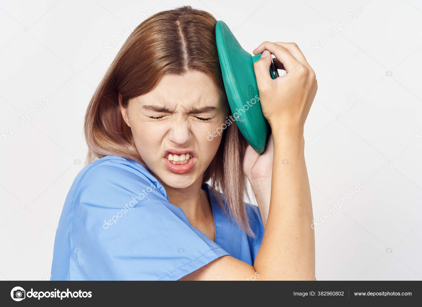 Young Doctor Ice Head Isolated White Background — Stock Photo ...