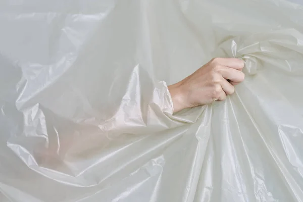 Female Hand Cup Tearing Plastic Polyethylene — Stock Photo © ShotStudio ...